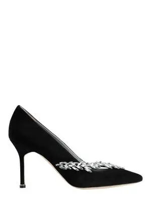 BALENCIAGA X MANOLO BLAHNIK Embellished Suede Pumps - Black