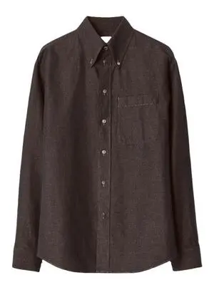 LEMAIRE Button-down Shirt In Linen And Cotton Chambray - Ecorce