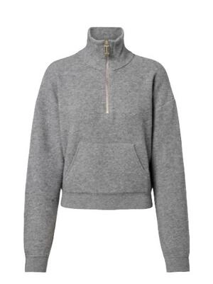Victoria Beckham Victoria Beckham Quarter Zip Turtleneck Sweater With Pocket Gray