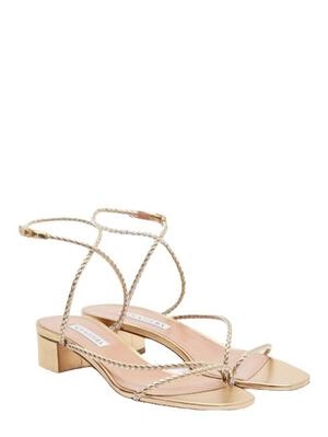 AQUAZZURA Metallic Leather Sandals - Nude