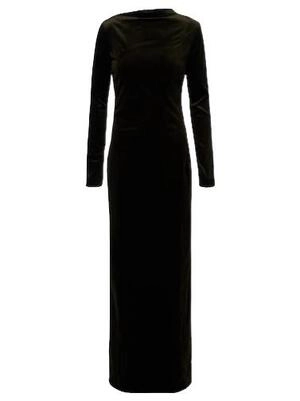 JIL SANDER Cotton Velvet Maxi Gown - Black