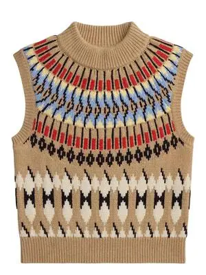 Polo Ralph Lauren Crew-neck Knit Vest - Camel Multi