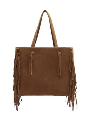 NILI LOTAN Joni Fringed Suede Tote Bag - Brown