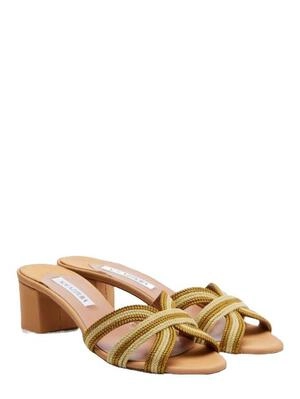 AQUAZZURA Color Block Woven Sandals - Brown