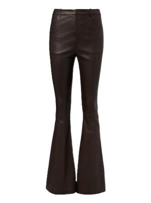 Vince Genuine Leather Wide Leg Pants - Brown