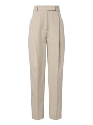 RÓHE Wool And Silk-blend Straight-leg Trousers - Nude
