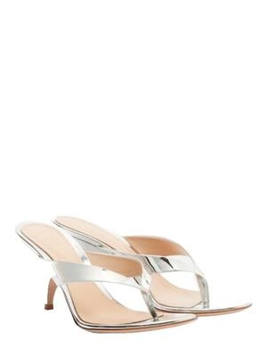 GIANVITO ROSSI Mirrored Leather Thong Sandals - Nude