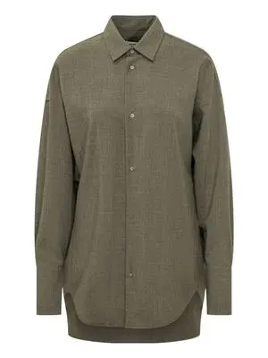 DARKPARK Carla Oversized Wool-blend Shirt - Olive Green