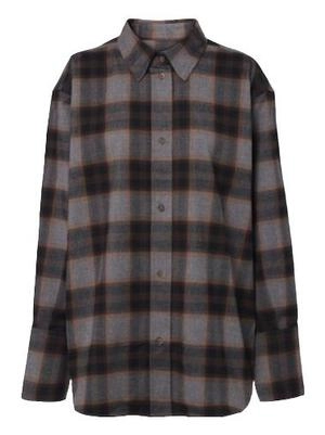 RÓHE Checked Cotton Flannel Shirt - Black