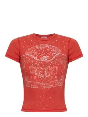 DIESEL® Diesel "T-MARSY-RIB-CRY" Embellished Crewneck T-shirt Red