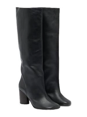 LEMAIRE Solid Color Leather Knee-high Boots - Black