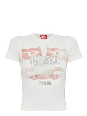 DIESEL® Diesel Ribbed Knit Short Sleeve T-Shirt White