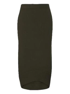 Victoria Beckham Ribbed-knit Wool Midi Skirt - Black