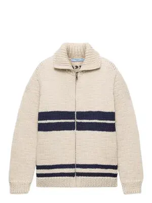 PRADA Prada Chunky Knit Zip Cardigan With Embroidered Logo