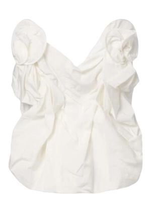 Magda Butrym Draped Cotton And Silk Bustier Top White