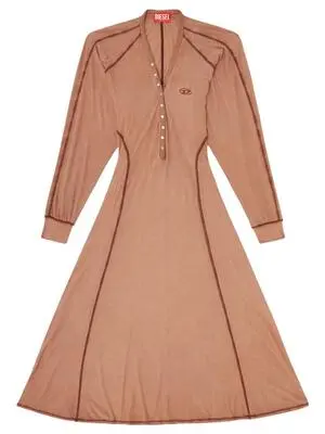 DIESEL® Ribbed Jersey Midi Dress With Batwing Sleeves - Light Brown