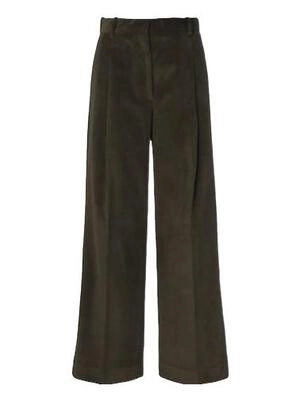RÓHE Róhe Pleated Cotton Corduroy Wide-Leg Pants Black
