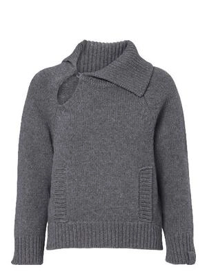 Victoria Beckham Victoria Beckham Asymmetric Virgin Wool Sweater Gray