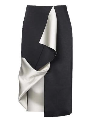 RÓHE Draped Asymmetric Satin Midi Skirt - Black