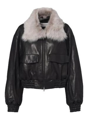 Nour Hammour Leather Blouson Jacket - Black