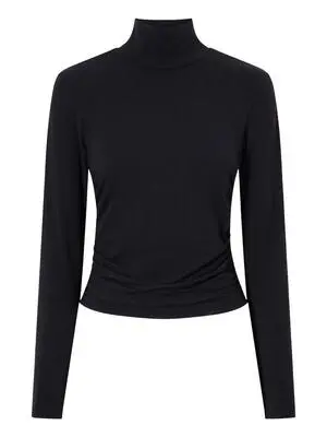 JAMES PERSE Cotton-blend Jersey Turtleneck With Ruched Seams - No