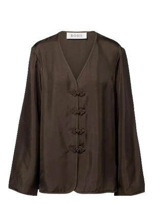 RÓHE Oversized Silk Blouse With Toggle Fastenings - Black