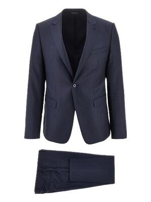 Emporio Armani Long-sleeved Blazer And Trousers Set - Navy Blue