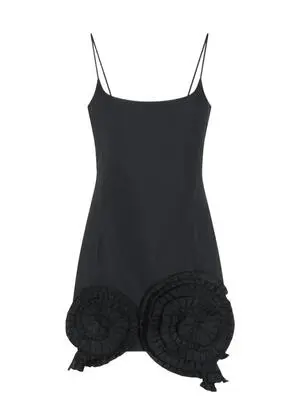 Blumarine Cami Dress With Floral Embellishments - Black