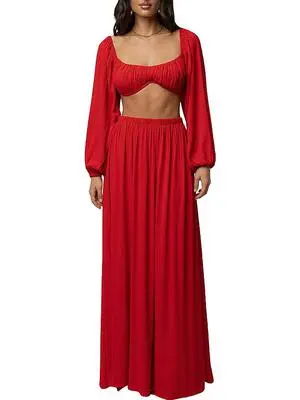 JLUXLABEL Warm Nights Skirt Set - Red