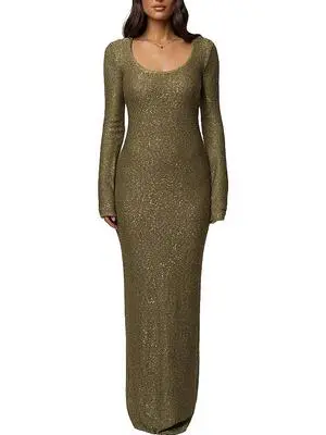 JLUXLABEL Muse Sequin Maxi Dress - Lime
