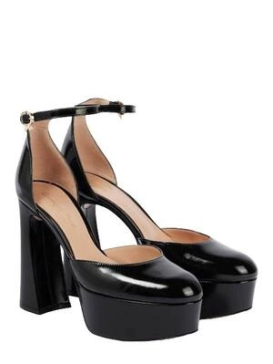 GIANVITO ROSSI Patent Leather Platform Pumps - Black
