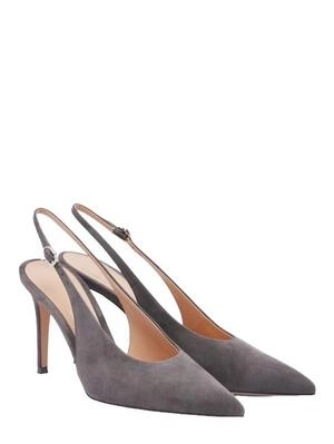 GIANVITO ROSSI Solid Suede Slingback Pumps - Gray
