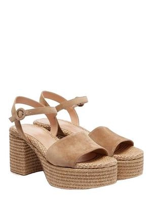 GIANVITO ROSSI Suede Espadrille Platform Sandals - Brown