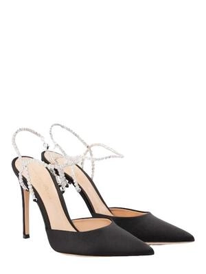 GIANVITO ROSSI Crystal-embellished Satin Pumps - Black