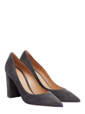 GIANVITO ROSSI Gianvito Rossi Suede Pointed-Toe Block Heel Pumps Black