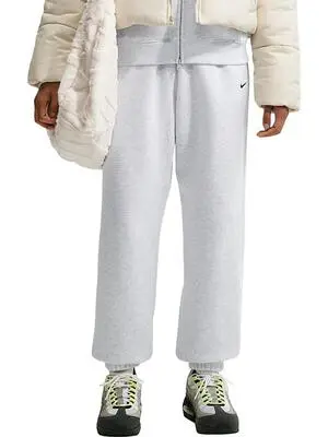 Nike Studio Fleece Medium Weight High Rise Oversized Cuffed Pants Birch Heather/black