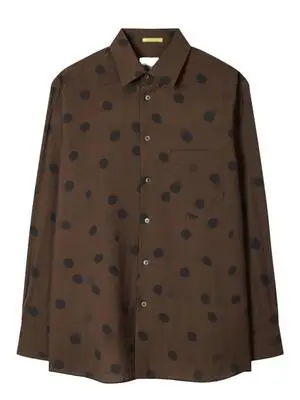 Paul Smith Shadow Polka Viscose-wool Shirt - Brown