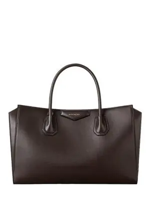 Givenchy Structured Tote Bag With Embossed Logo - Chocolate