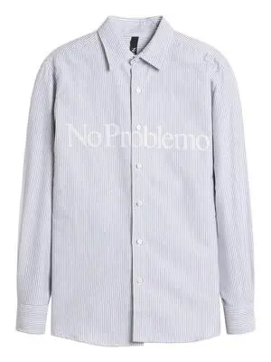 NO PROBLEMO Oxford Stripe Ls Shirt - Grey