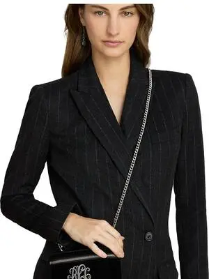Ralph Lauren Logo Velvet Small Hallee Crossbody Bag Black