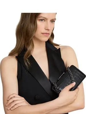 Ralph Lauren Croc-embossed Small Franki Clutch - Black