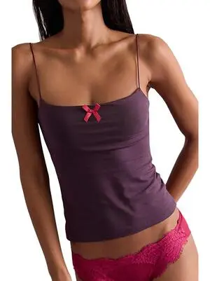 BUTTERCUP BUTTERCUP Chloe Organic Cotton Cami With Bow Detail Berry Pie