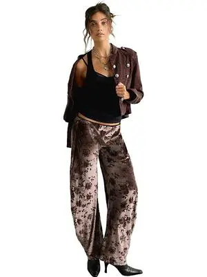 Free People Radiance Velvet Pull-On Pants Ashbrown