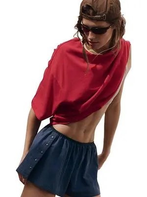 Free People Make It Snappy Shorts - True Navy