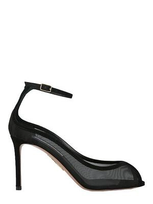 AQUAZZURA Love Affair 85 Mesh And Suede Courts - Black