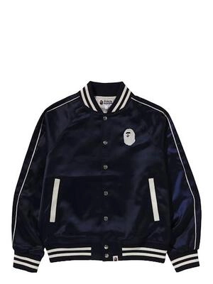 A BATHING APE Varsity Jacket - Navy Blue