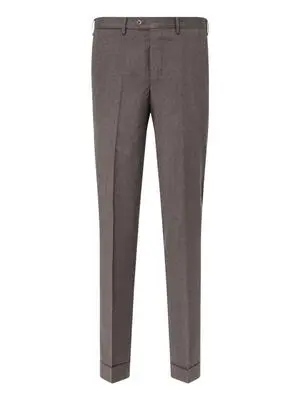PT TORINO Pressed-crease Turned-up Trousers - Brown
