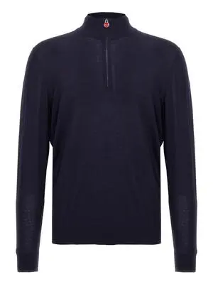 Kiton High-neck Wool Cardigan With Zipper Closure - Black
