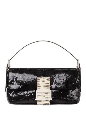 Fendi Baguetteâ® 26424 Sequinned Bag - Black