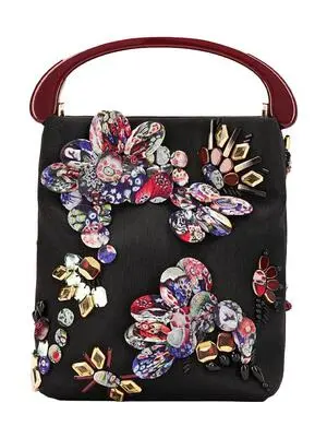 Dries Van Noten Micro Bag With Embroidery And Resin Handle - Black